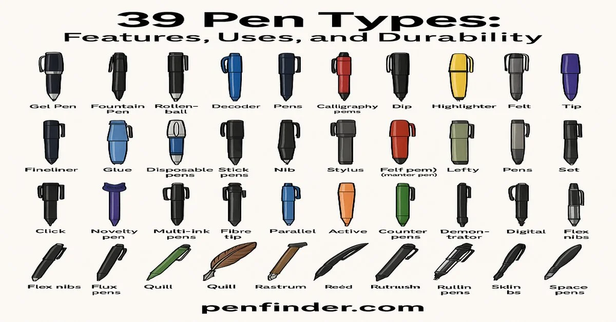 39 Pen Types: Features, Uses, And Durability